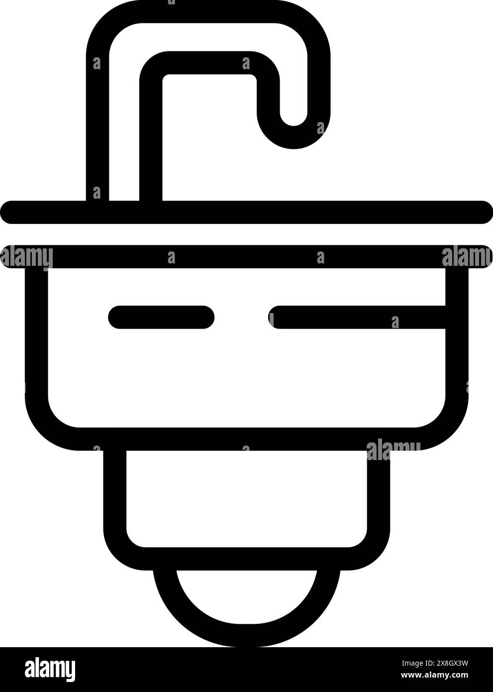 Simple line drawing of an electrical plug icon on a white background ...