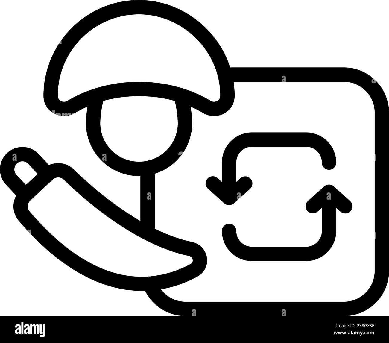 Minimalistic black and white vector illustration of sustainable food ...