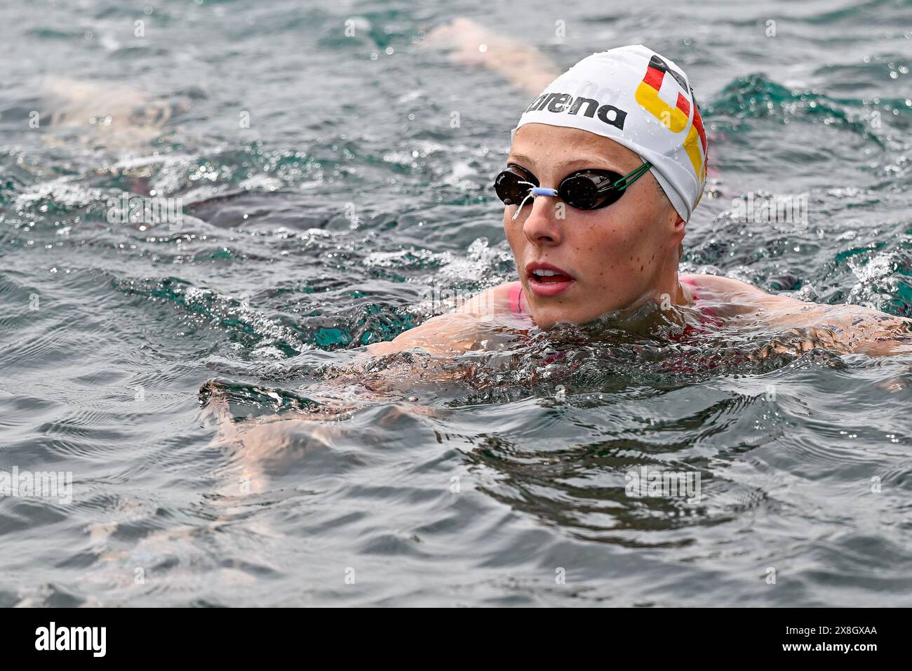 Leonie Beck of Germany reacts after compete in the Women's 10 km during ...