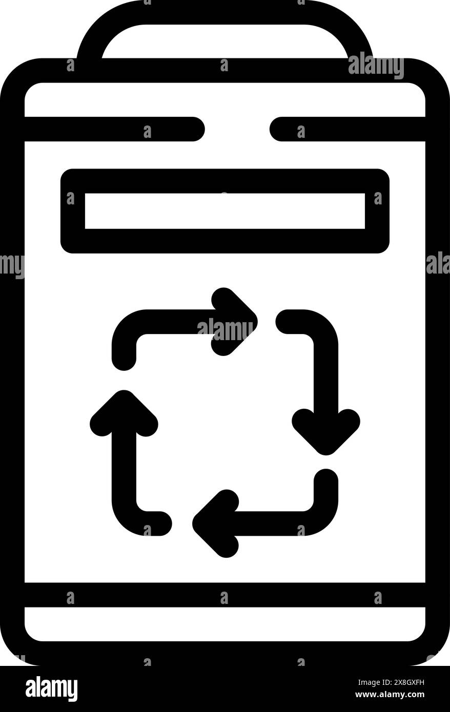 Minimalist black and white battery recycling icon illustration with ...