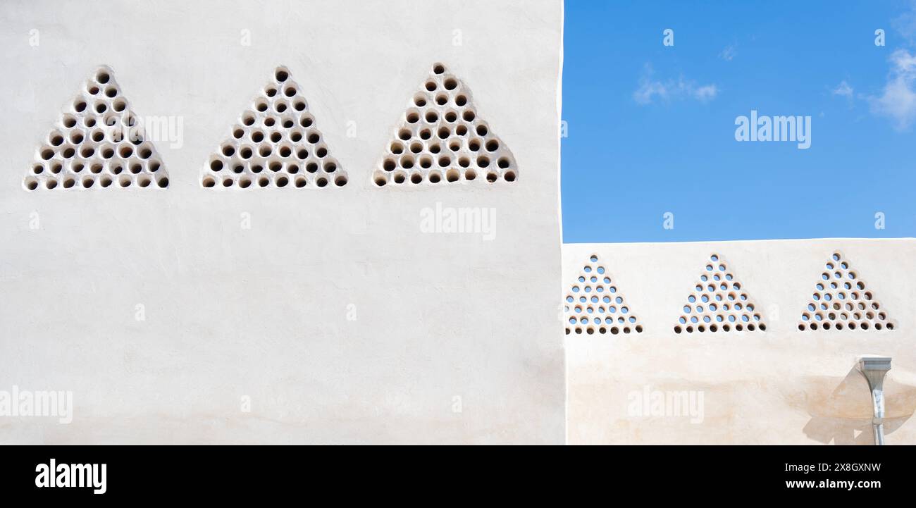 Hollow clay pipe screens (kizan) in triangular formation built to ...