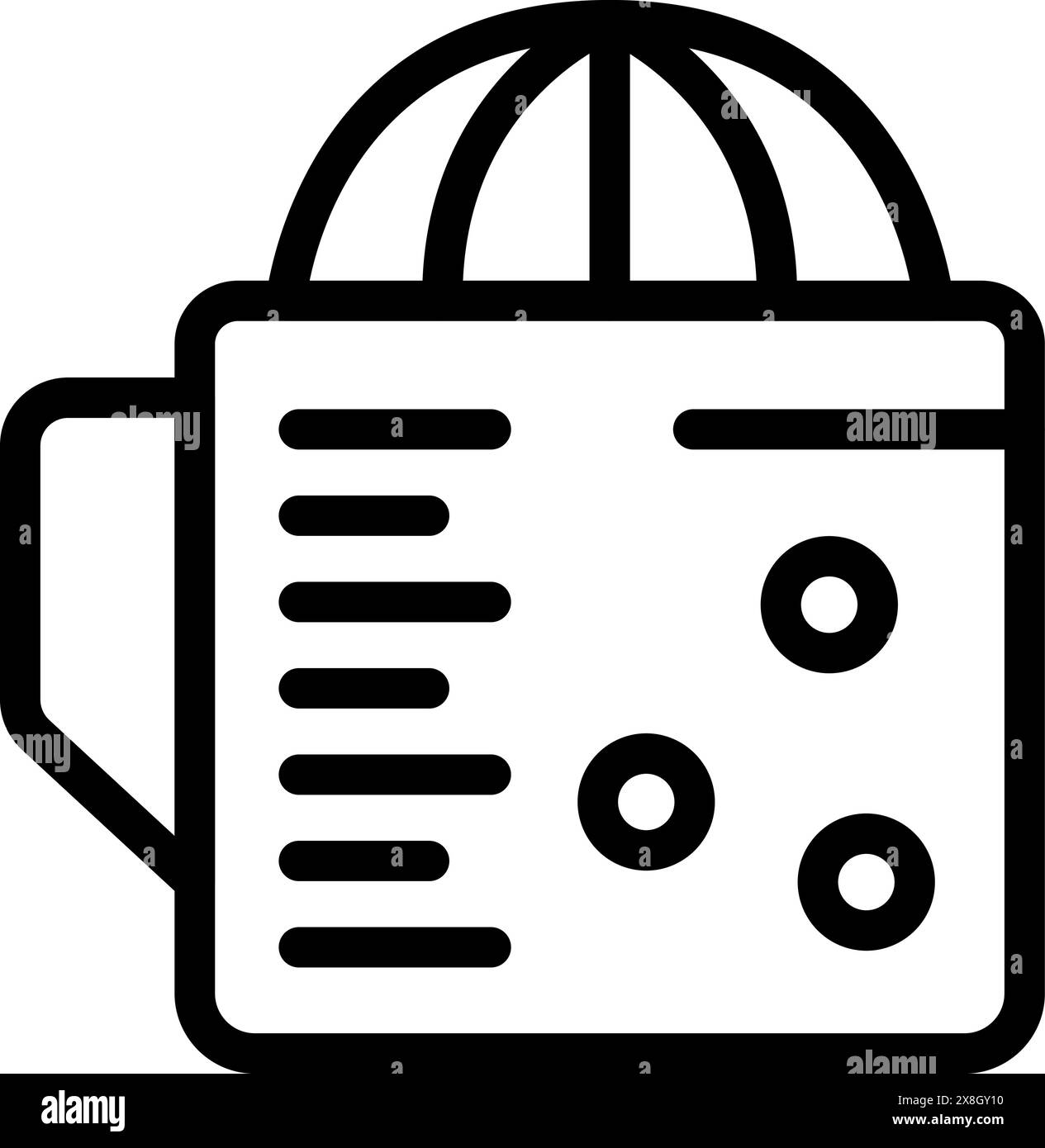 Simple black and white citrus juicer icon illustration in line art ...