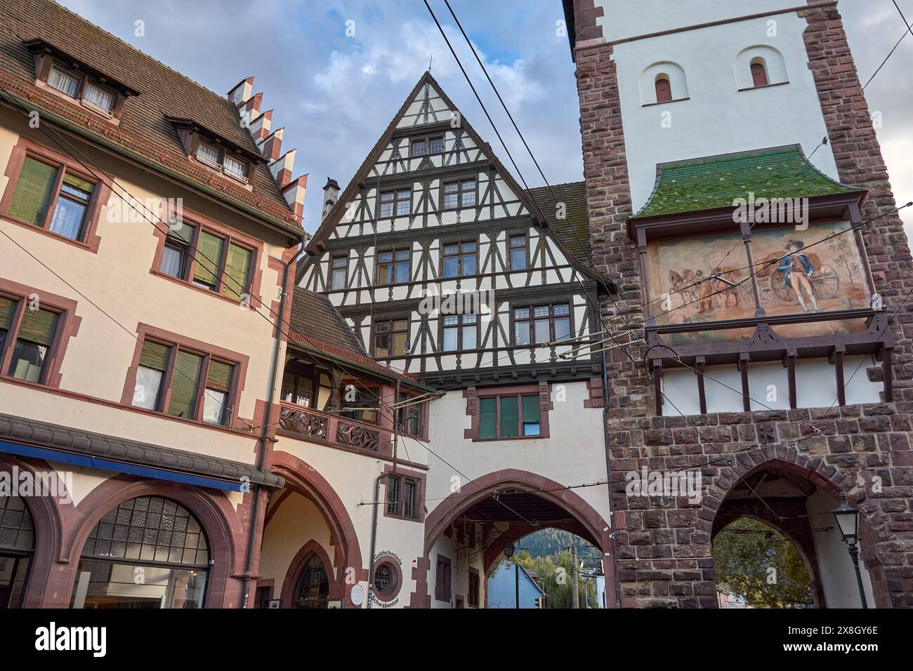 Freiburg, Germany; October,15,23, Facades of historic buildings in ...