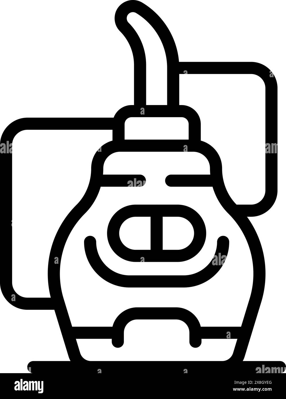 Black and white line art of a stylized spray bottle, perfect for icons ...