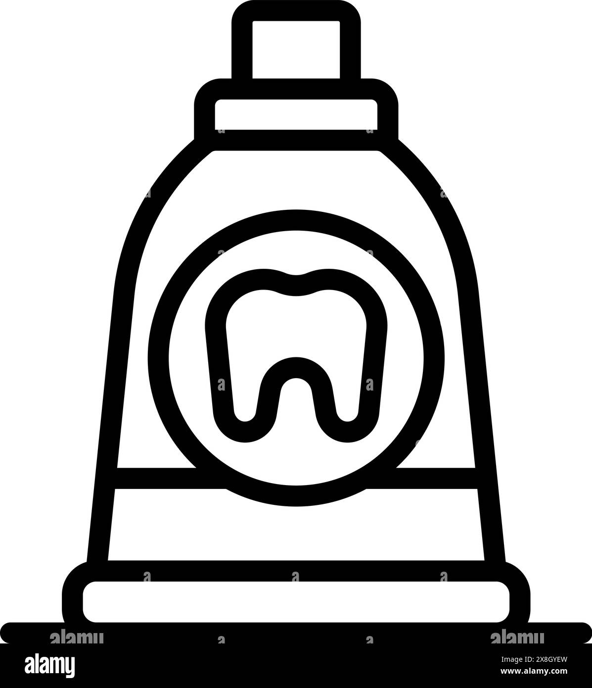 Black and white line art illustration of a toothpaste tube with tooth ...