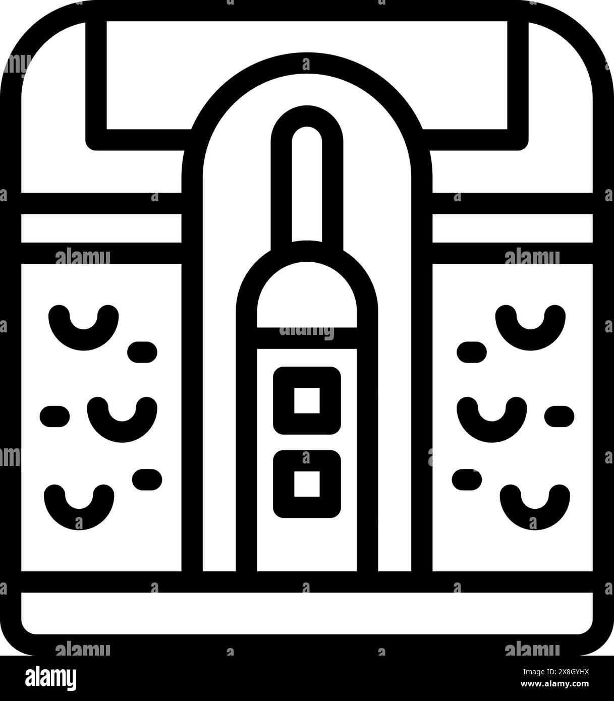 Minimalist cartoon backpack icon illustration in black and white line ...