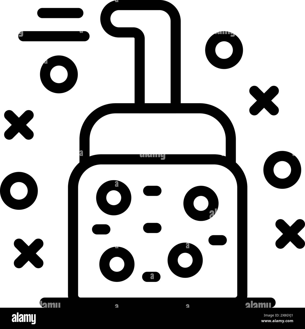 Simplified vector illustration of a classic space invader alien in line ...