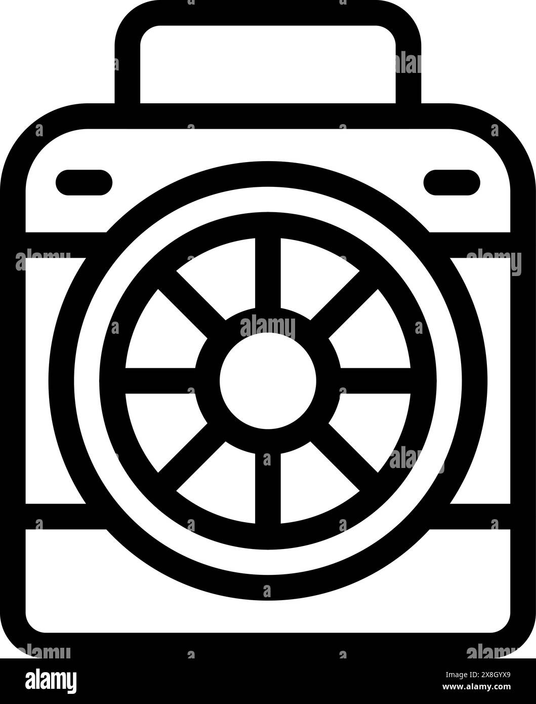 Minimalistic black and white vector illustration of a camera icon in ...