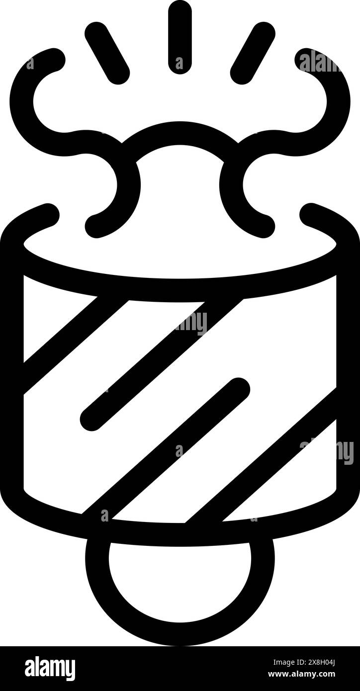 Line art illustration of a paintbrush symbol in high contrast black and ...