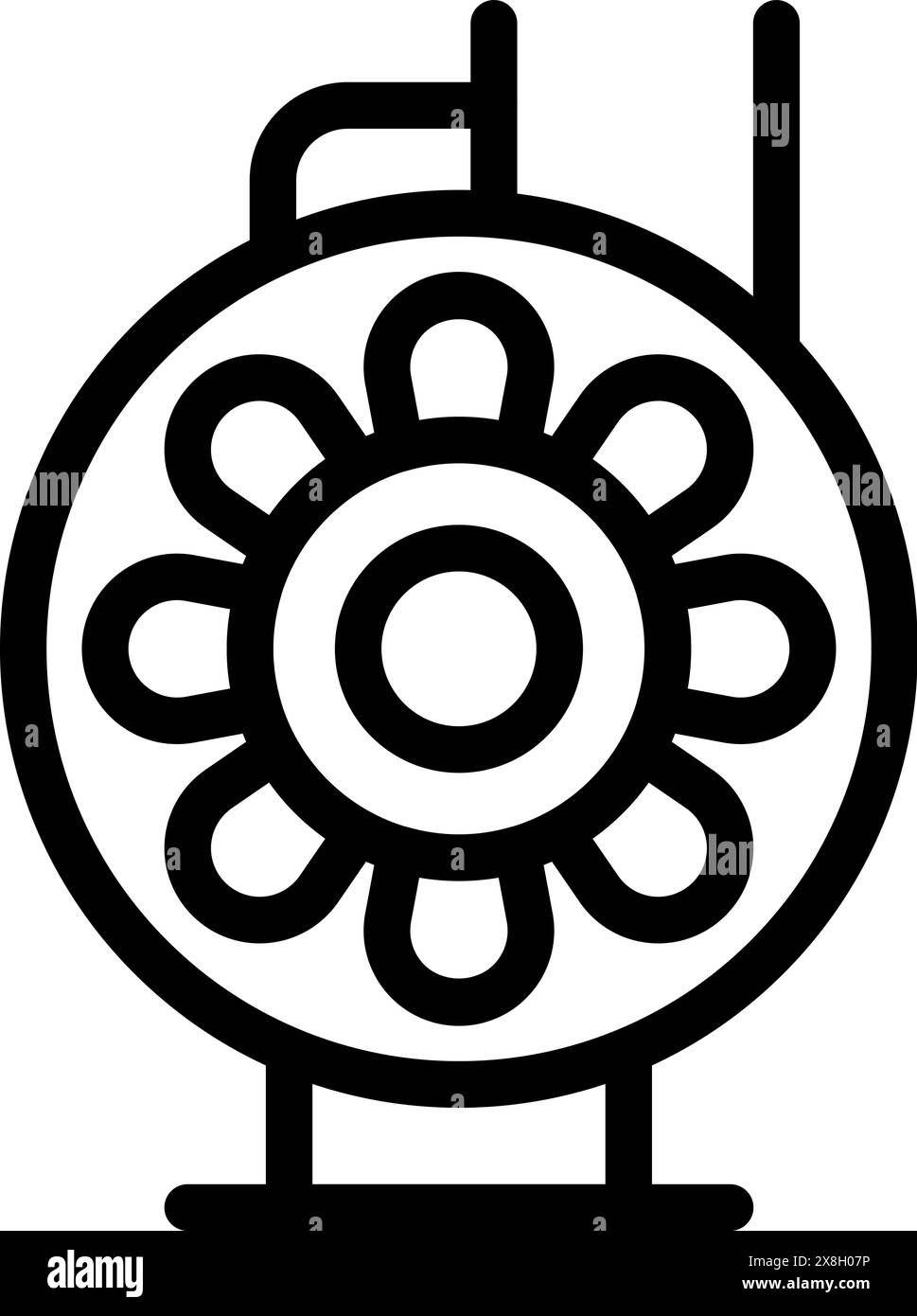 Monochrome vector illustration of a round mechanical component with a ...
