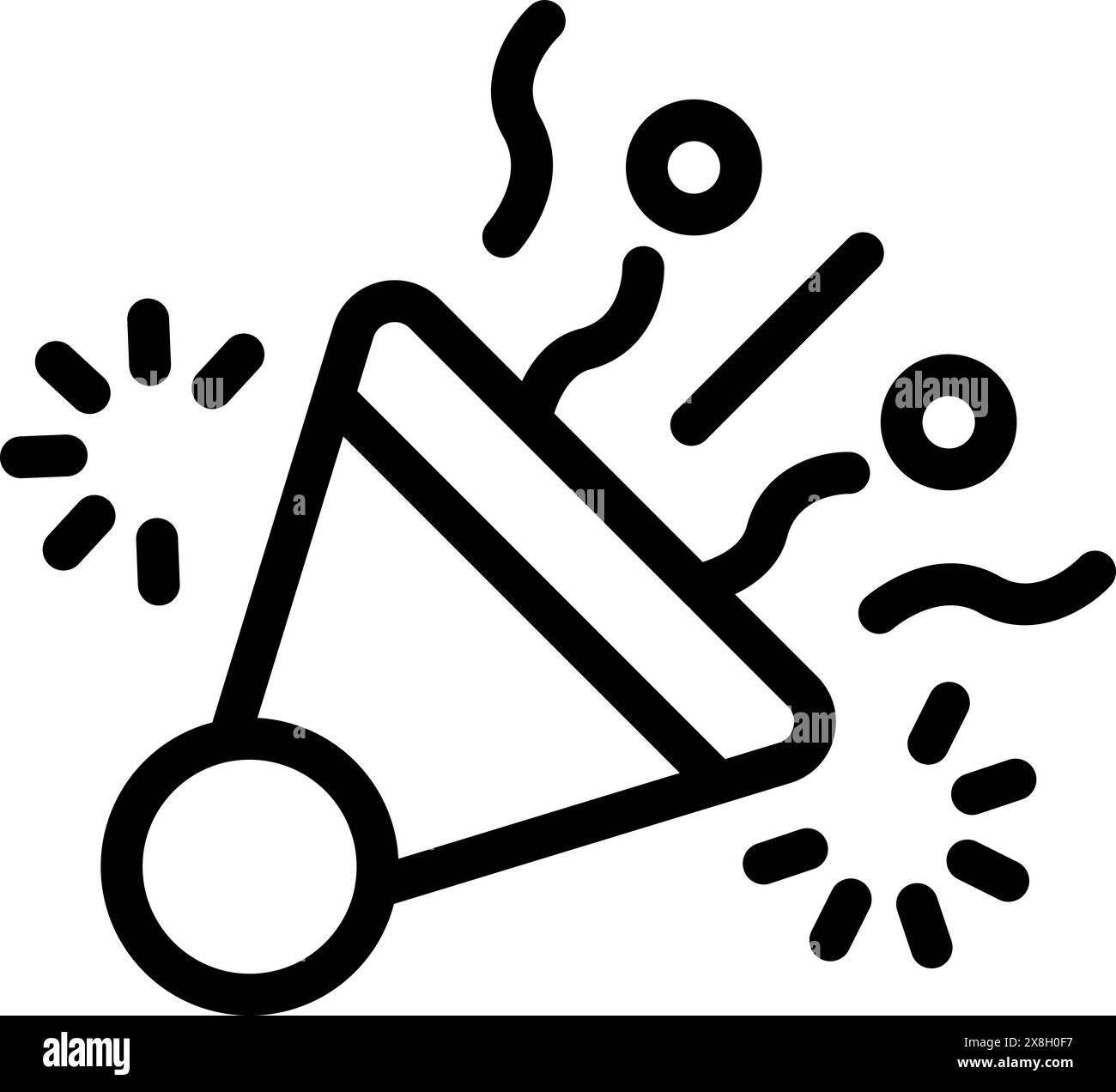 Black and white vector illustration of a party popper, representing ...