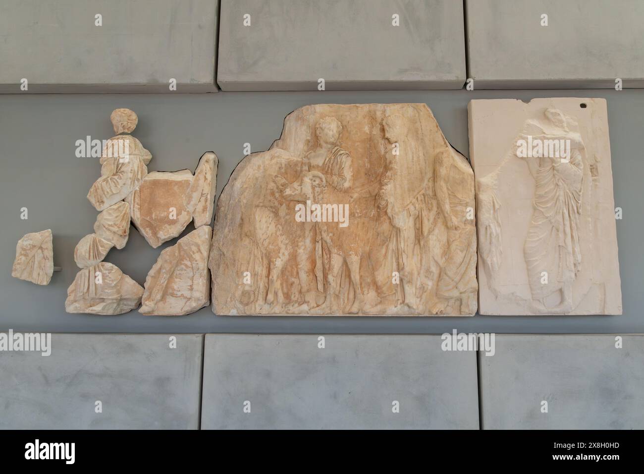 Fragment of the Parthenon frieze, The Acropolis of Athens, 5th Century BC.The Acropolis Museum ...