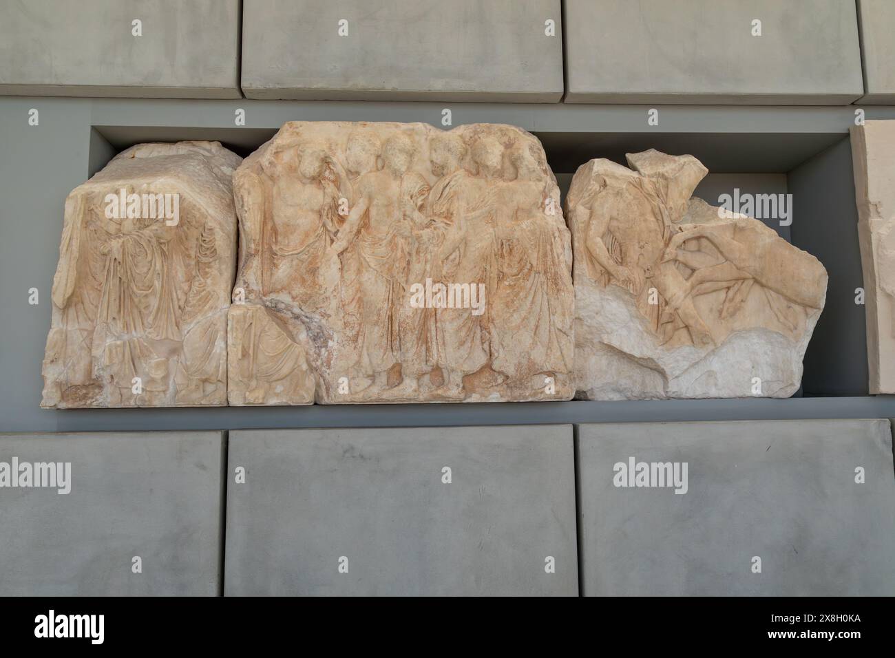 Fragment of the Parthenon frieze, The Acropolis of Athens, 5th Century BC.The Acropolis Museum ...