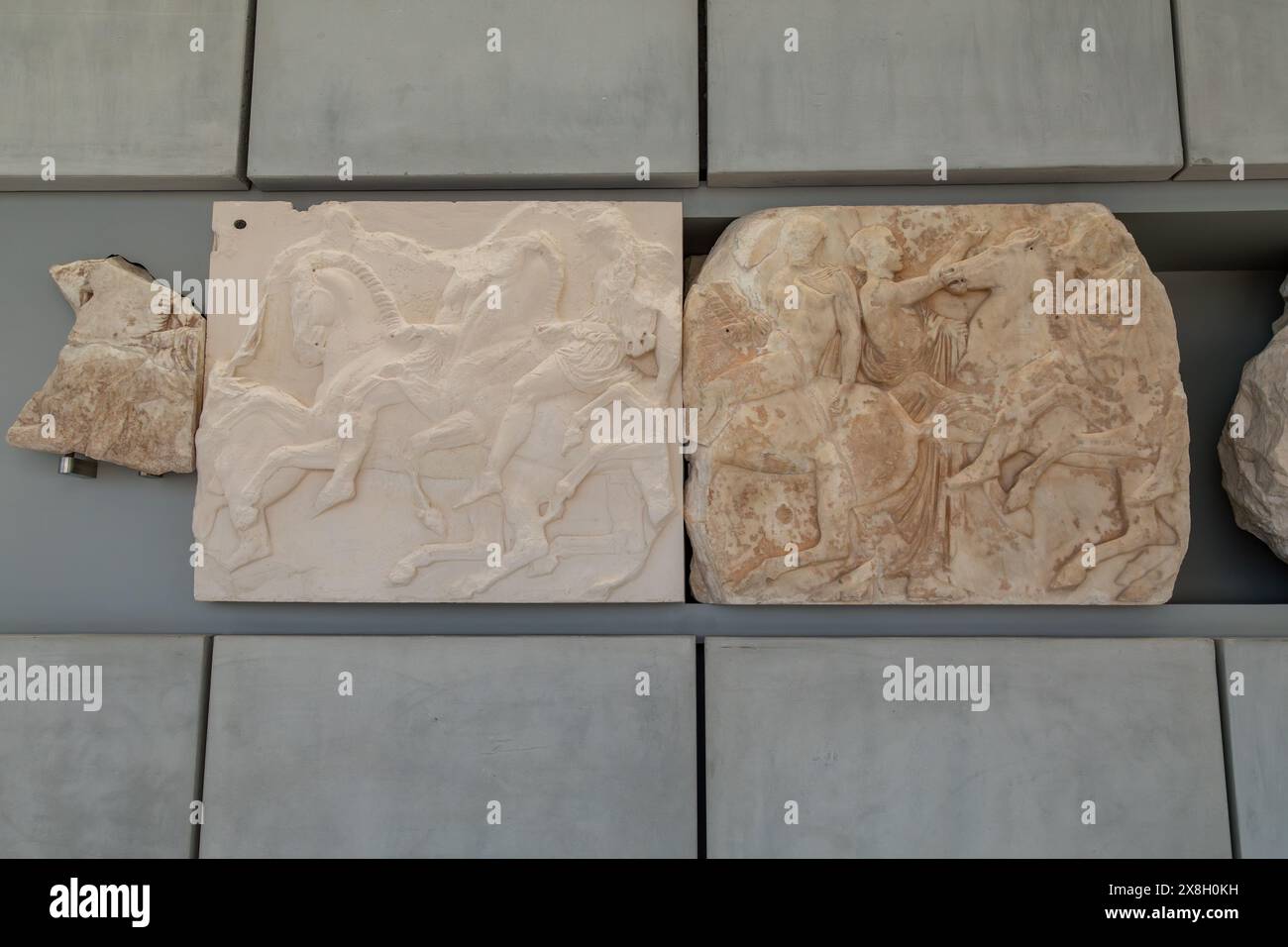 Fragment of the Parthenon frieze, The Acropolis of Athens, 5th Century BC.The Acropolis Museum ...