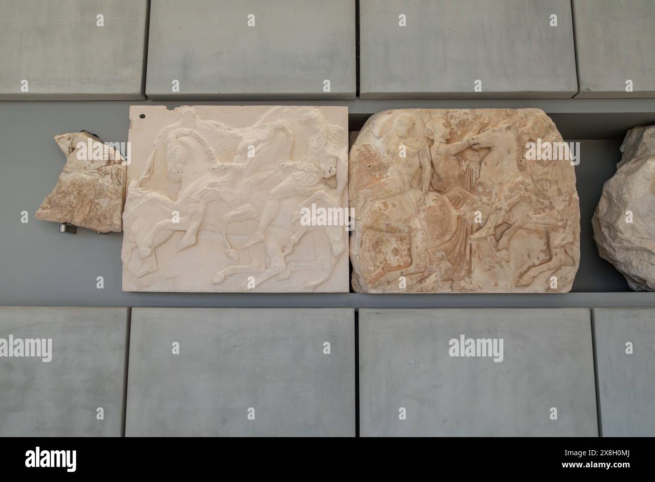 Fragment of the Parthenon frieze, The Acropolis of Athens, 5th Century BC.The Acropolis Museum ...