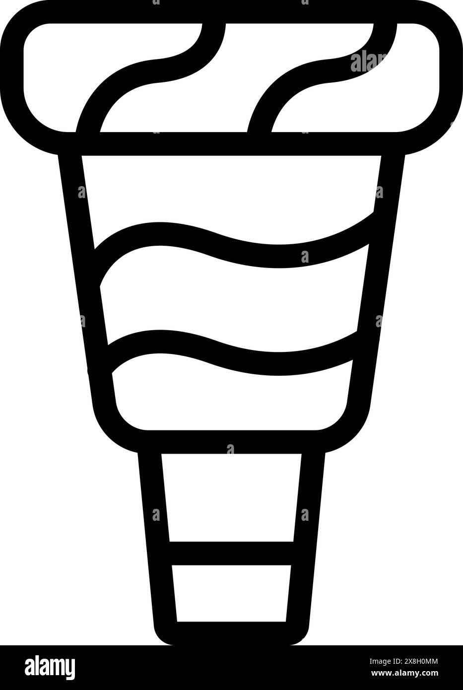 Vector illustration of a stylized tornado icon in a simple black and ...