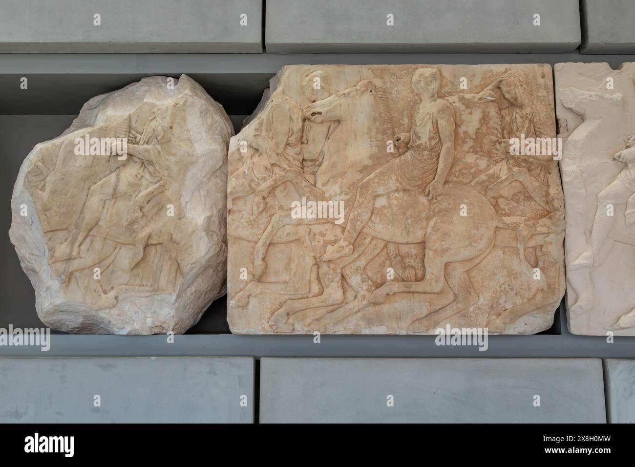 Fragment of the Parthenon frieze, The Acropolis of Athens, 5th Century BC.The Acropolis Museum ...