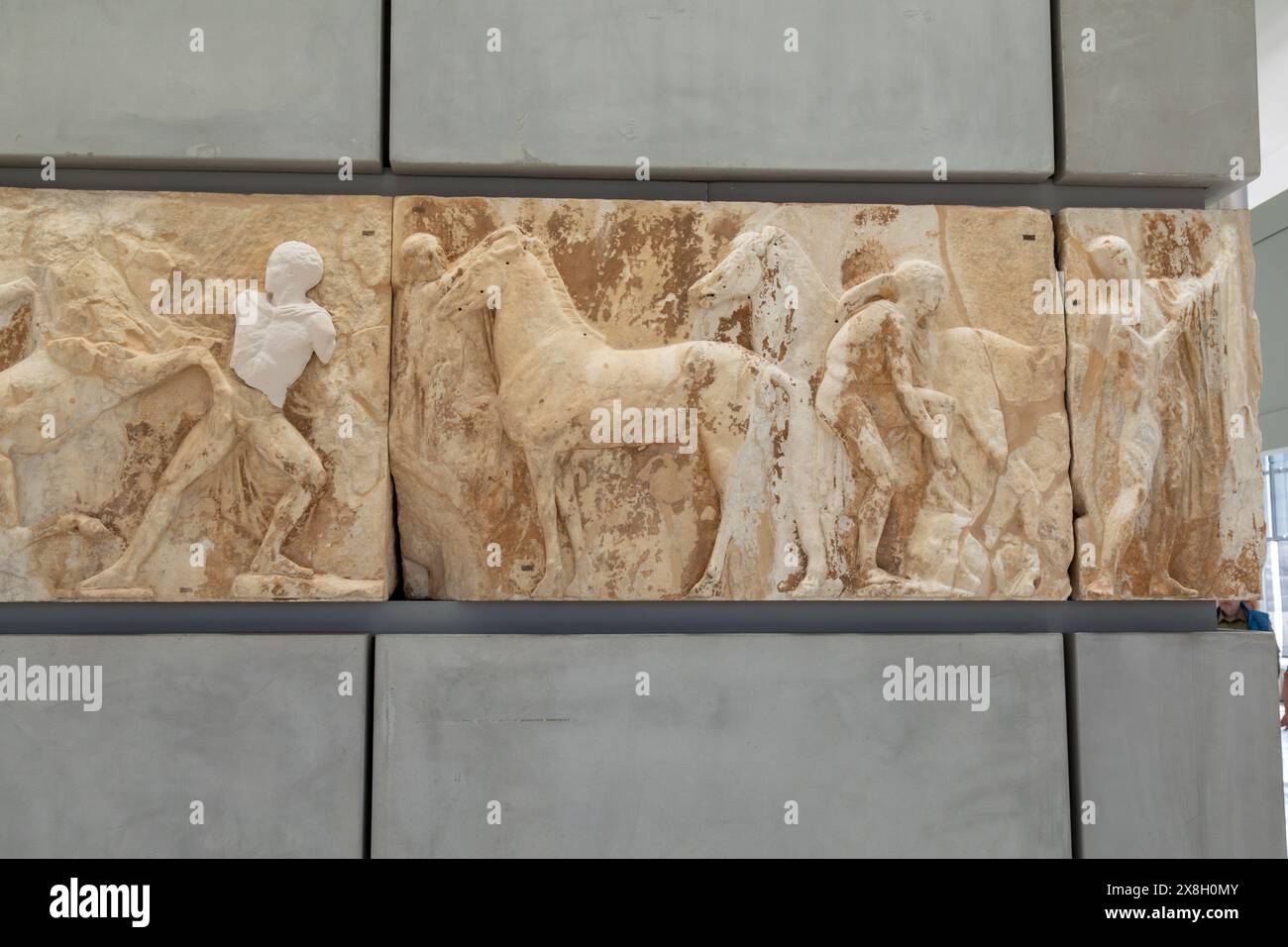 Fragment of the Parthenon frieze, The Acropolis of Athens, 5th Century BC.The Acropolis Museum ...