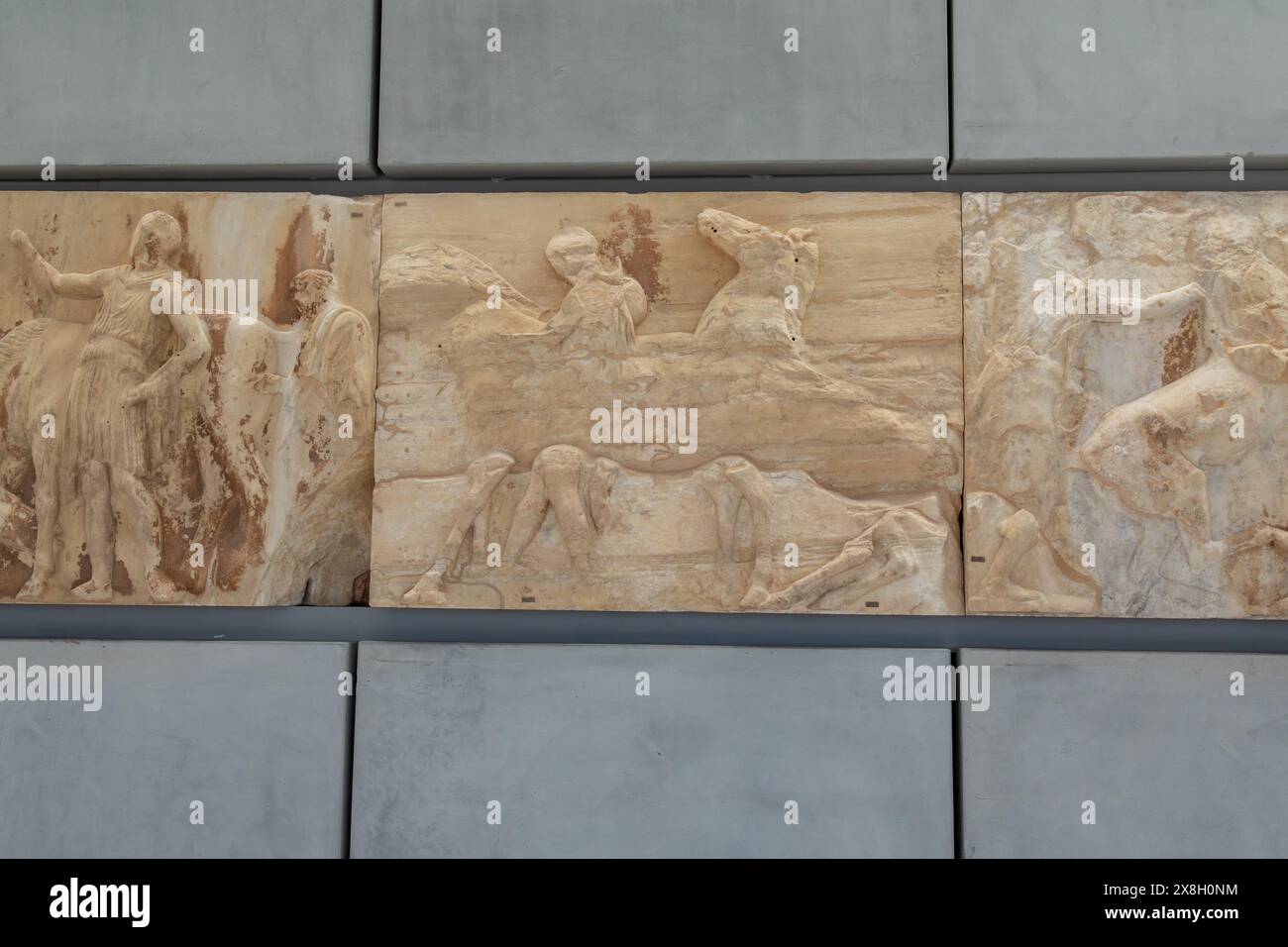 Fragment of the Parthenon frieze, The Acropolis of Athens, 5th Century BC.The Acropolis Museum ...