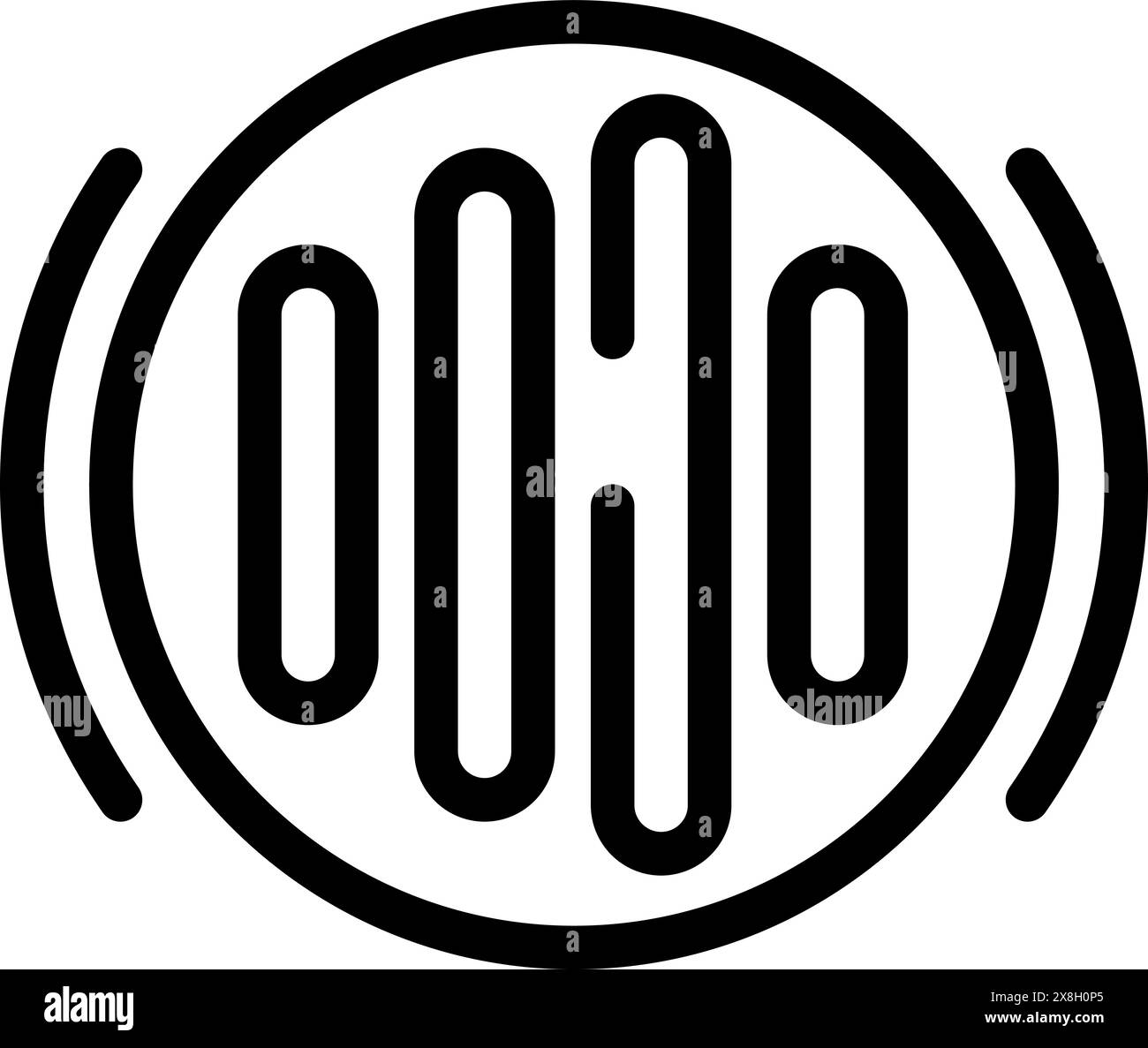 Vector illustration of a bold black circular sound wave icon on a white ...