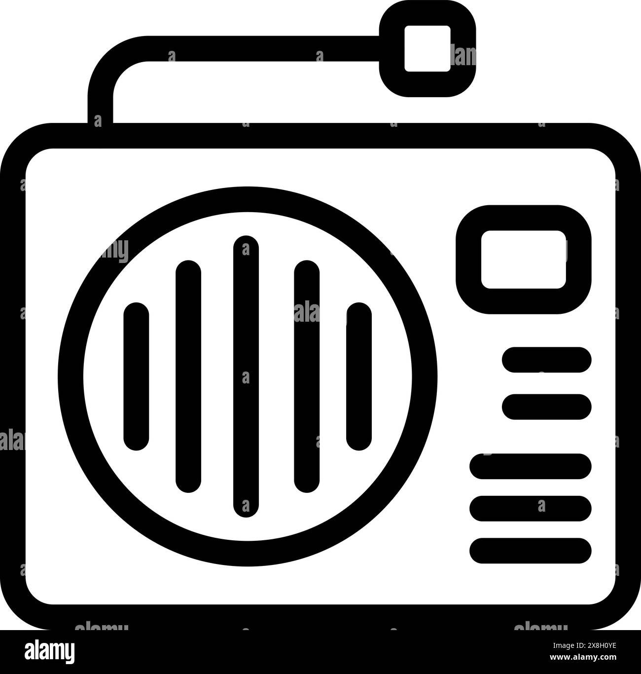 Detailed vintage radio icon illustration in minimalist line art style ...