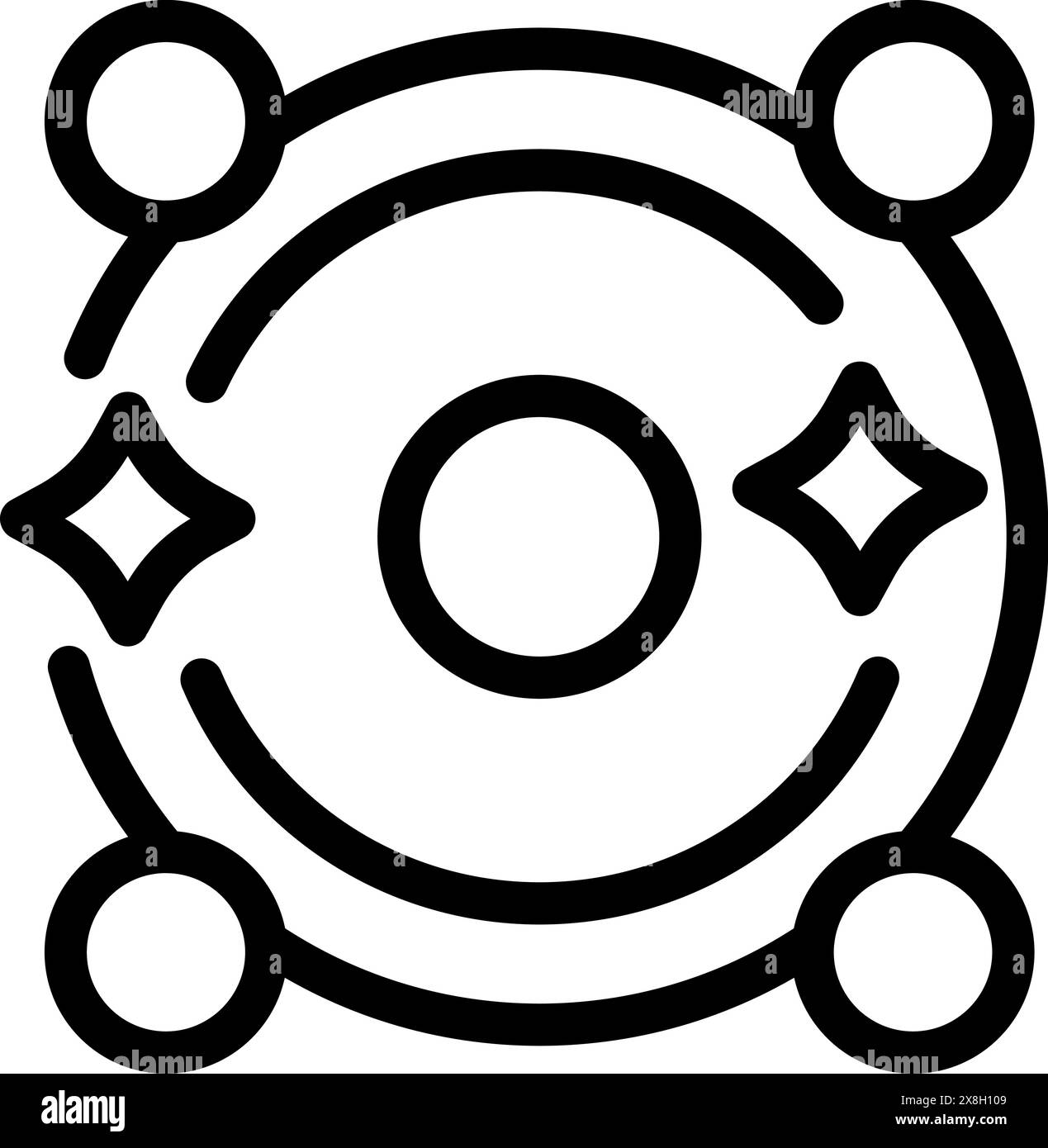 Minimalist black and white abstract solar system illustration with ...