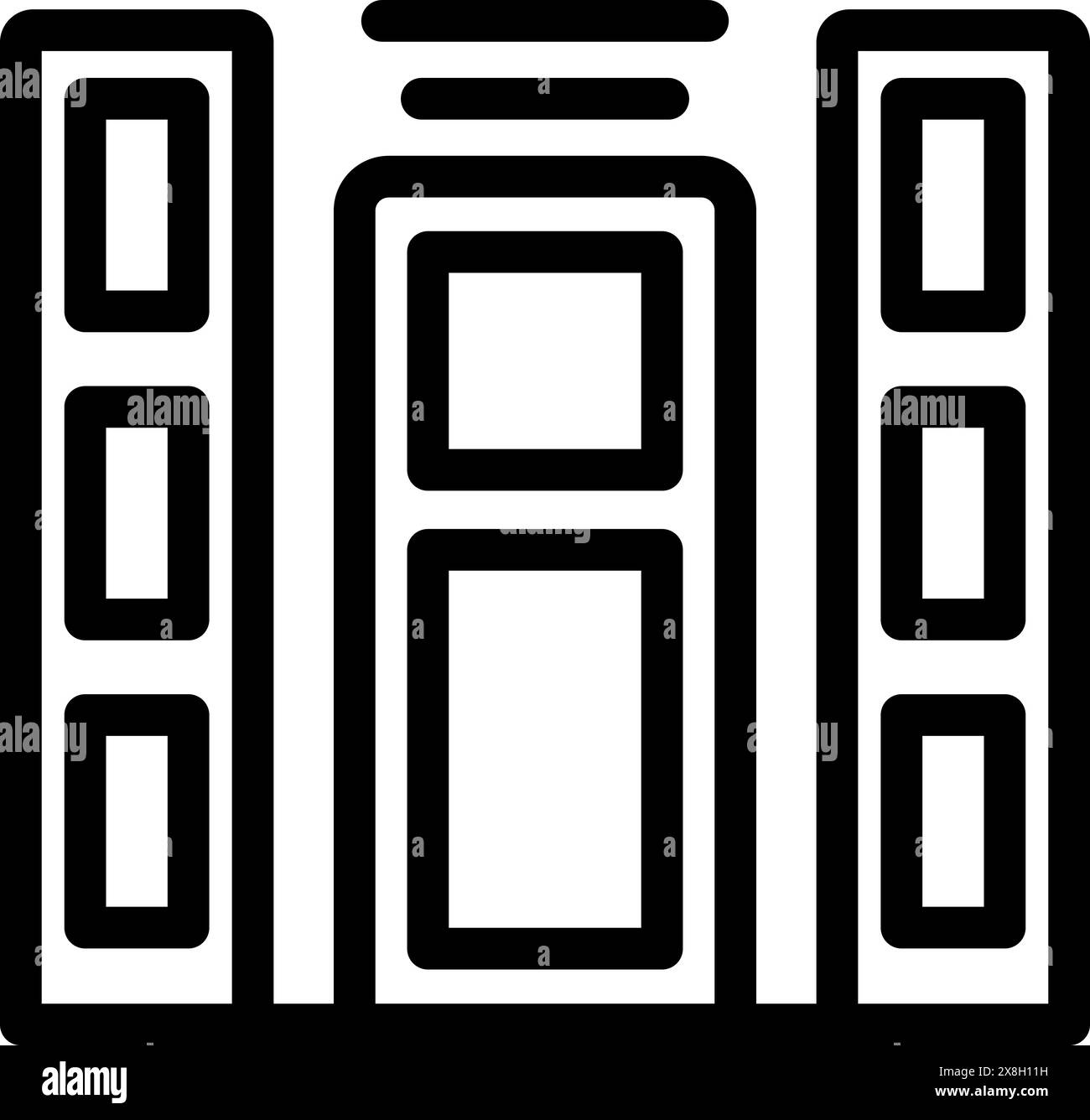 Black and white line art icon of a contemporary urban skyscraper Stock ...