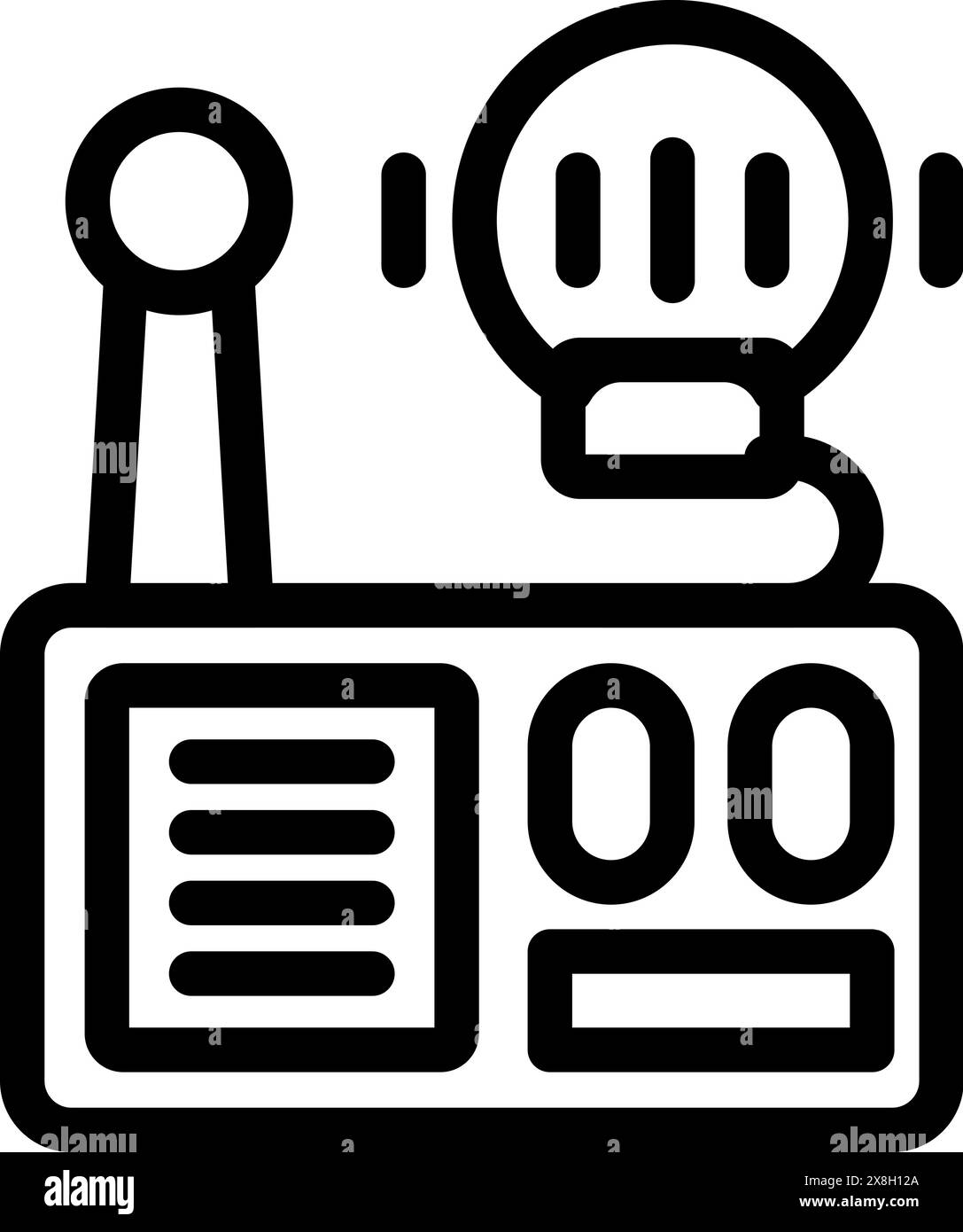 Vintage radio broadcast icon with antenna and speech bubble in black ...