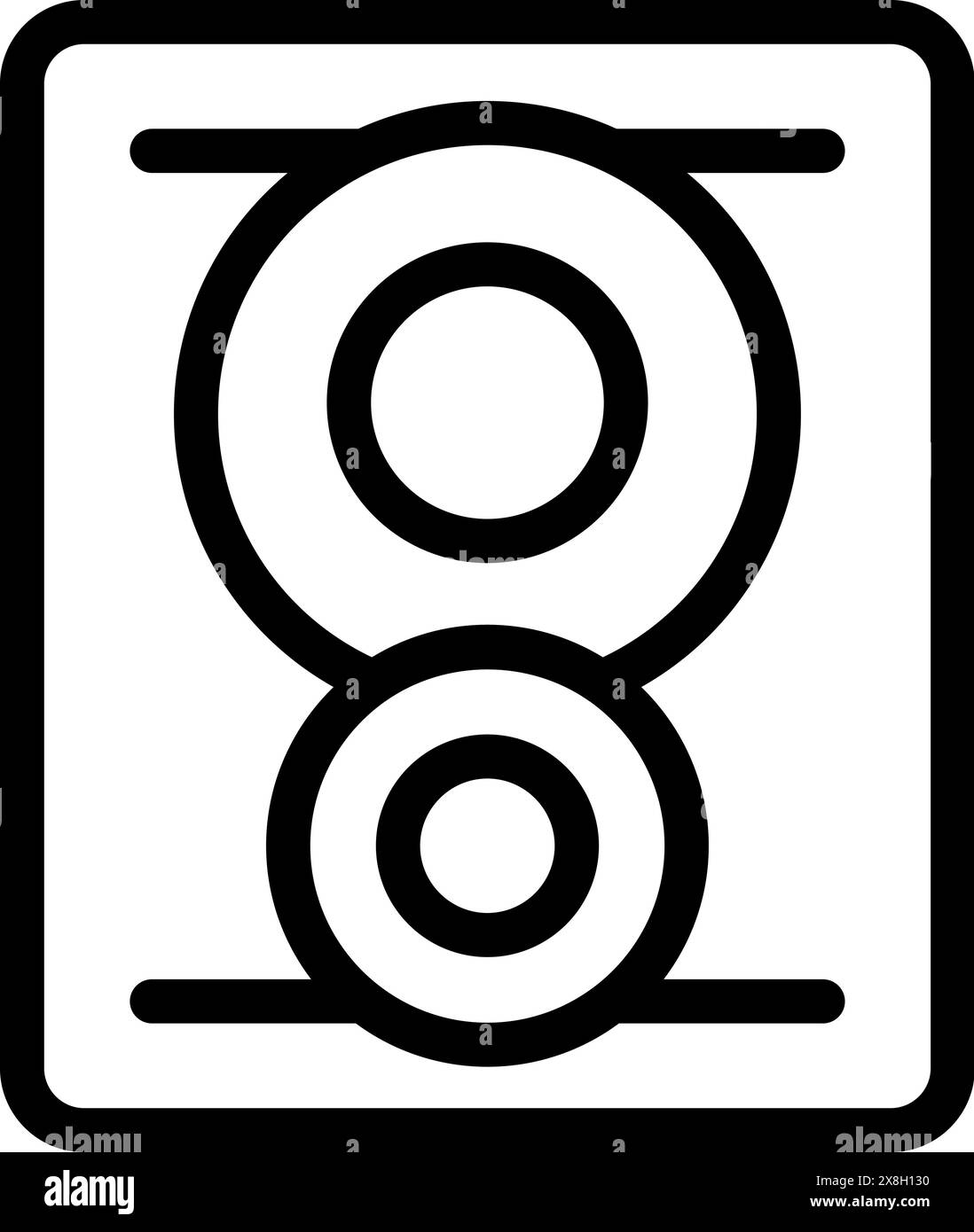 Black and white line art illustration of an infinity symbol on a square ...