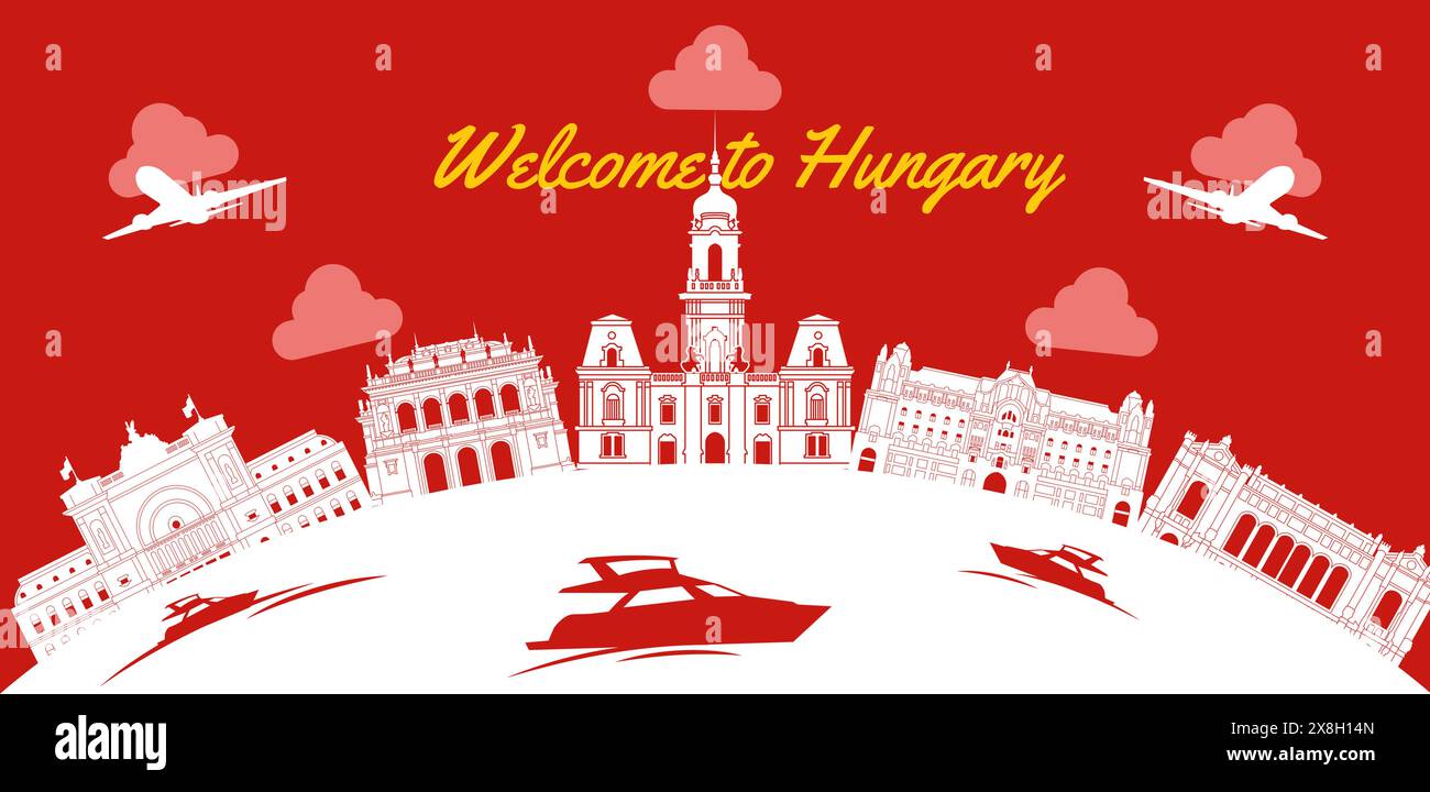 Hungary famous landmark silhouette style,vector illustration Stock ...