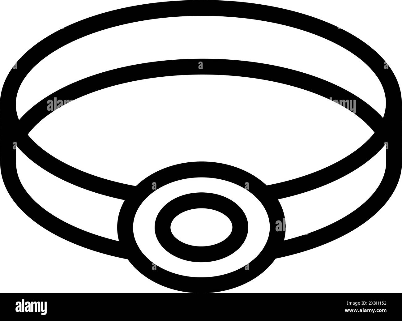 Black and white illustration of a simple headband with a circular ...