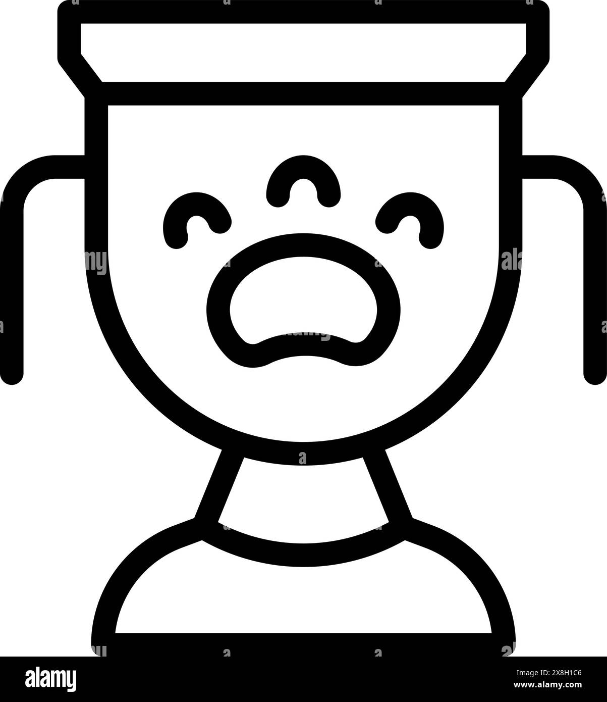 Black and white line art of a cartoon boy emoji with graduation cap ...