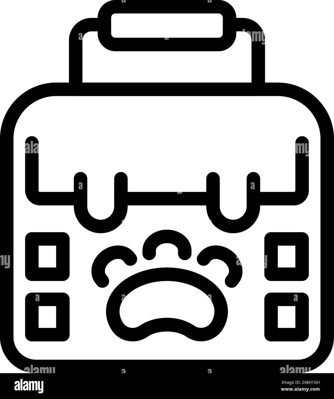 Simple and cute black and white pet calendar icon illustration in line ...
