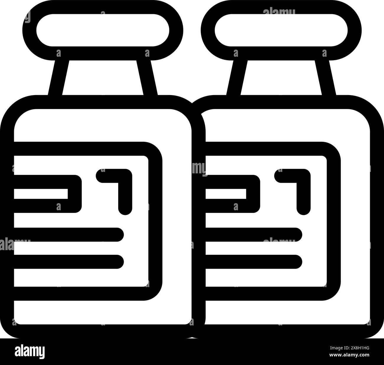 Black and white icon depiction of two prescription medicine bottles ...