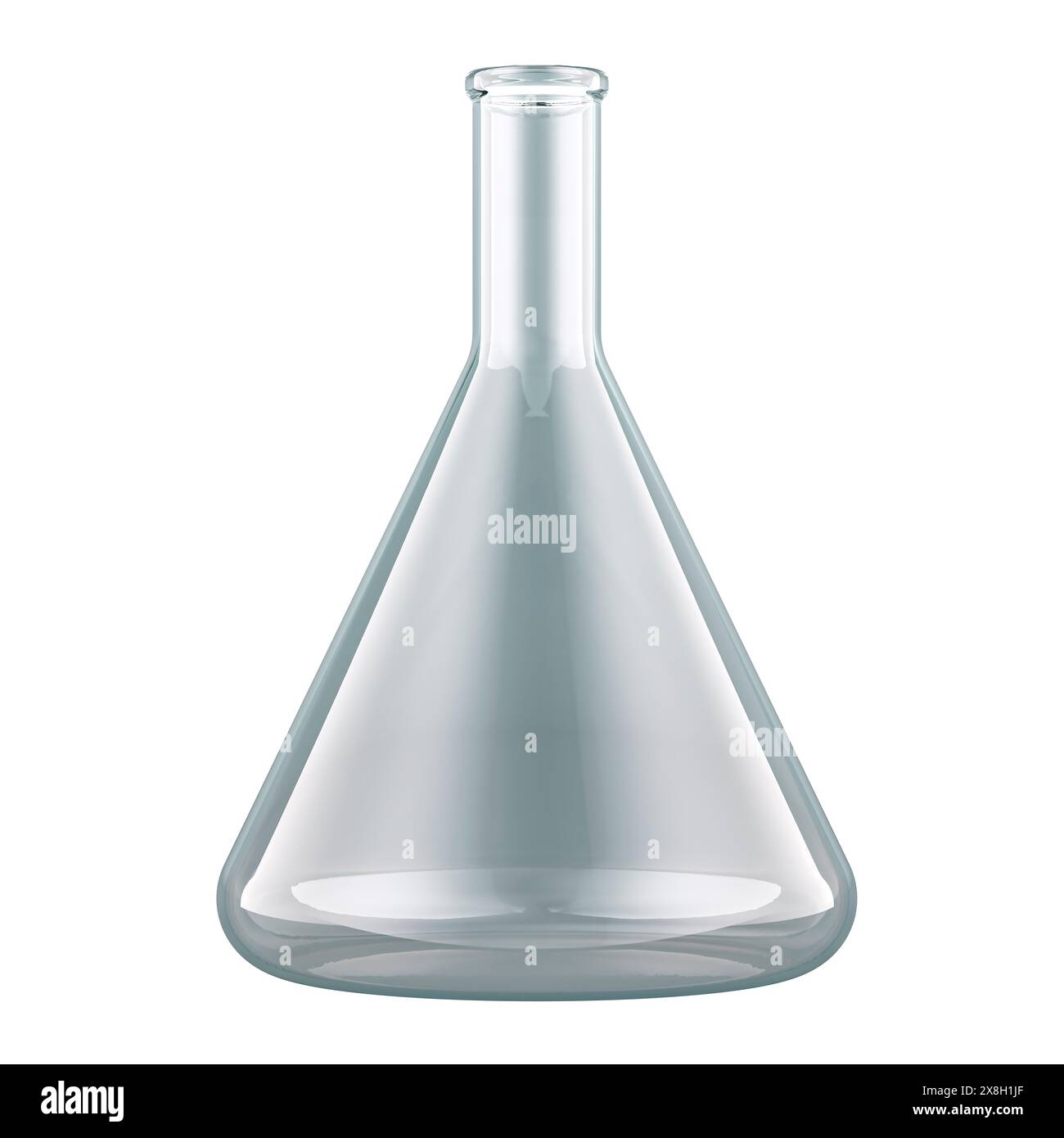 Empty conical flask, chemistry laboratory glassware. 3D rendering ...
