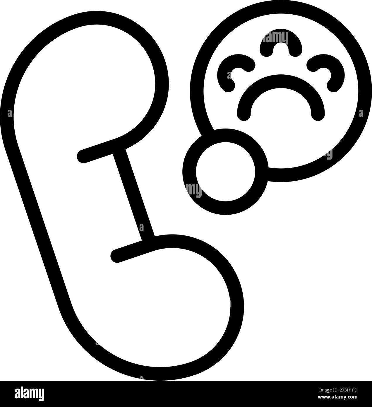 A simple line art illustration of a phone with a sad emoji, symbolizing ...