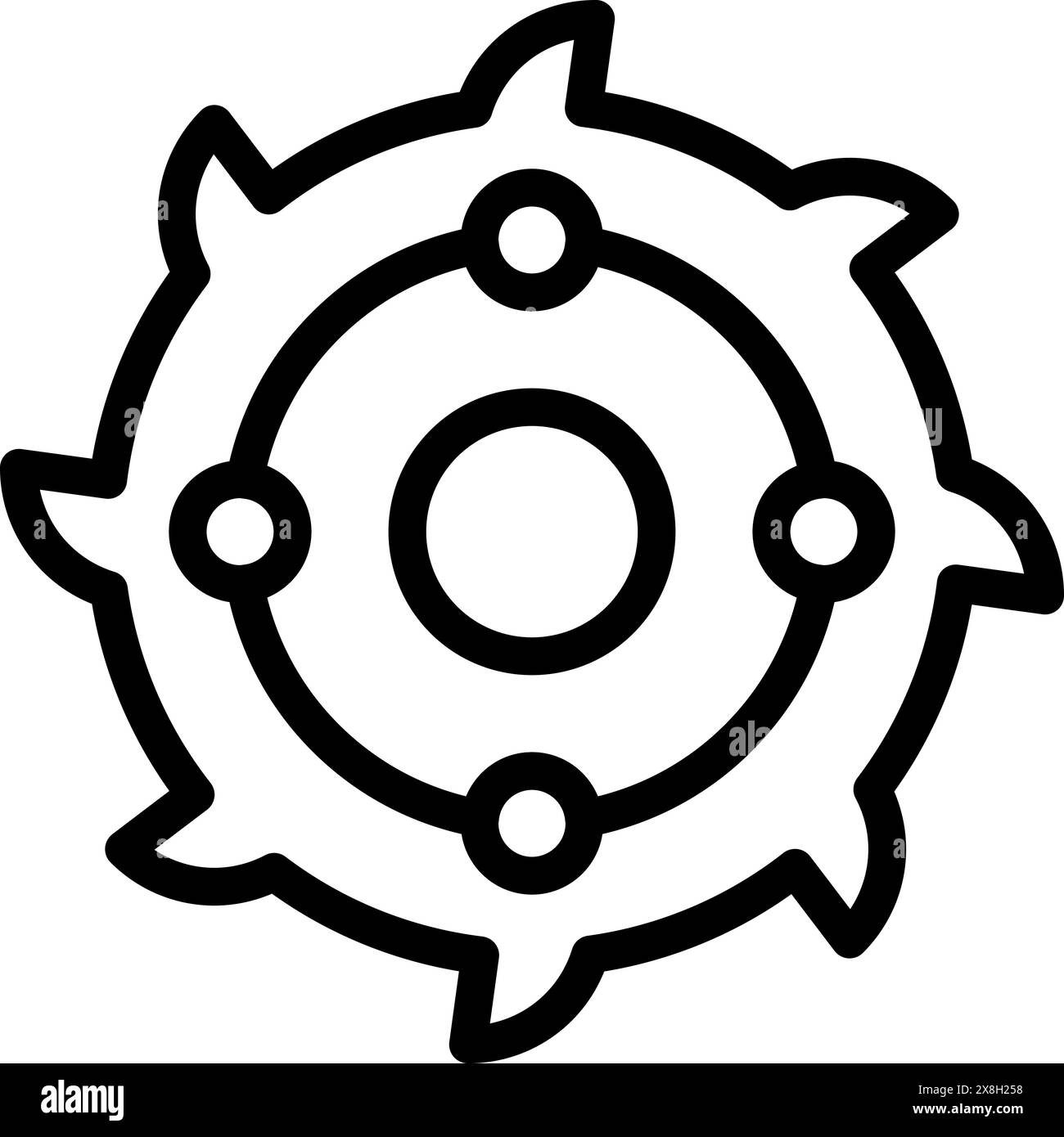 Simple line art illustration of a gear or cogwheel in high contrast ...