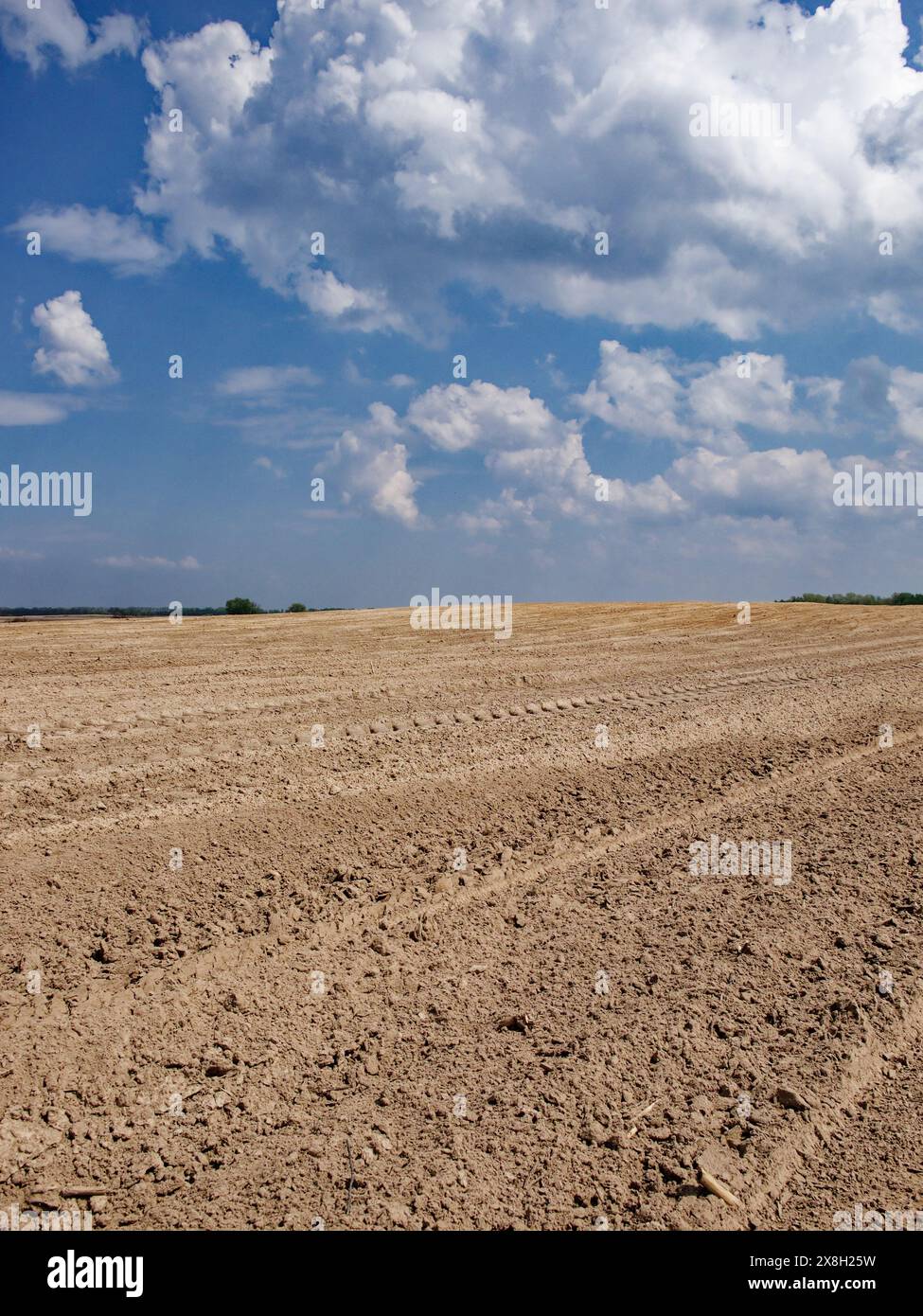 Ploughed agricultural land ready for sowing, sky above Stock Photo - Alamy