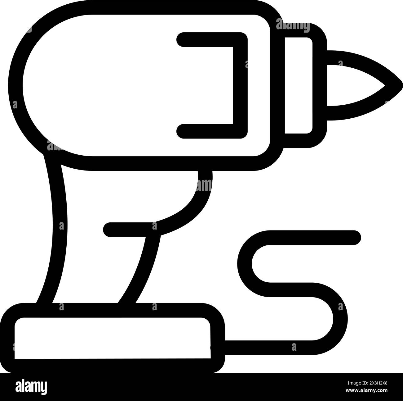 Vector illustration of a drill in a simple line art style, ideal for icons and instructional ...