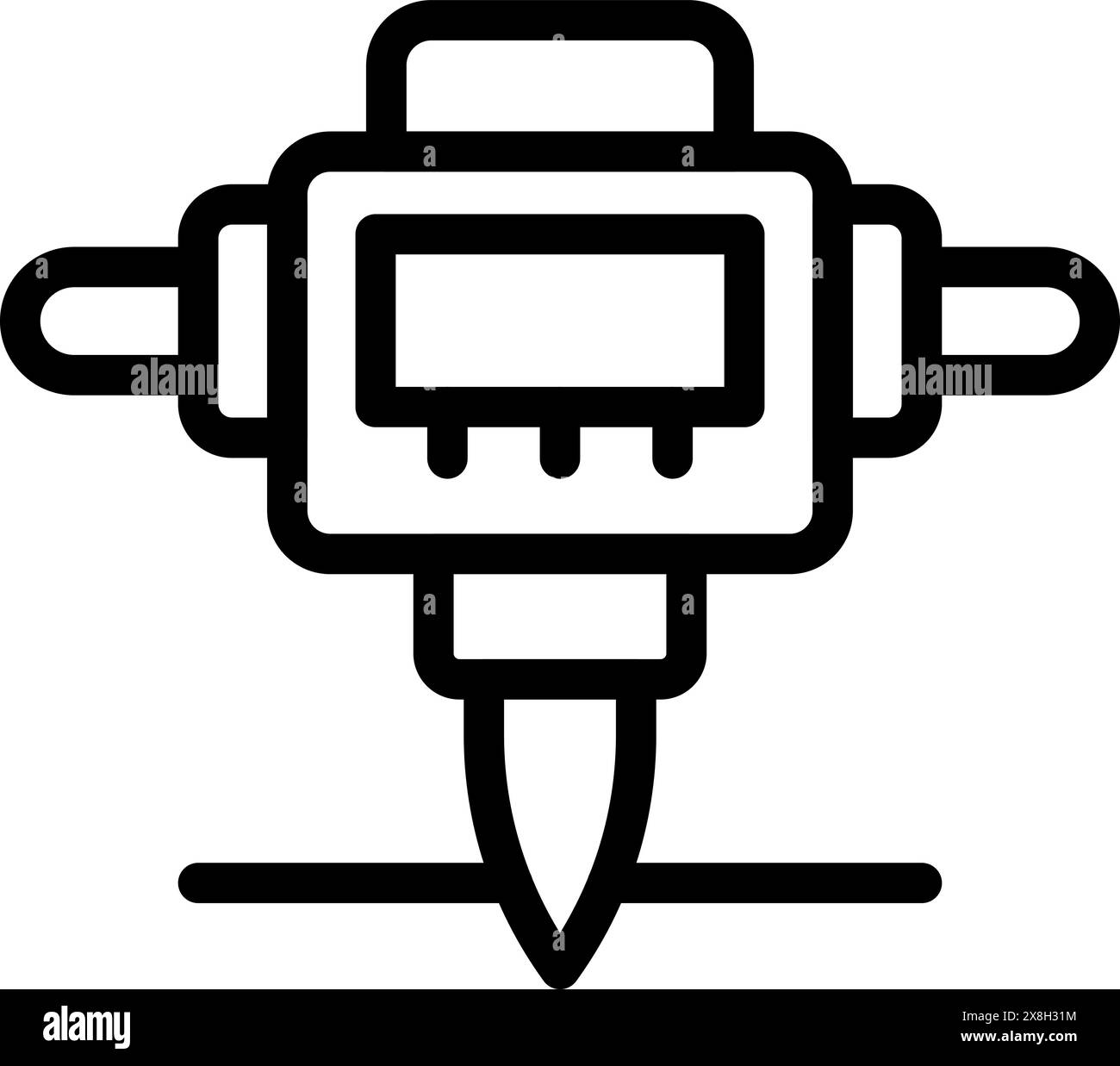 Simplified line drawing of a tattoo machine, ideal for icons and logos ...