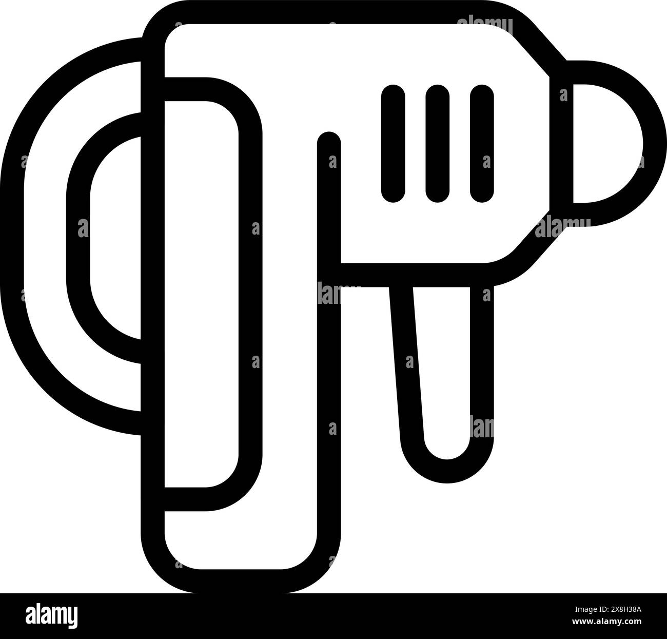 Simplistic line drawing of a pistol in black and white, suitable for ...