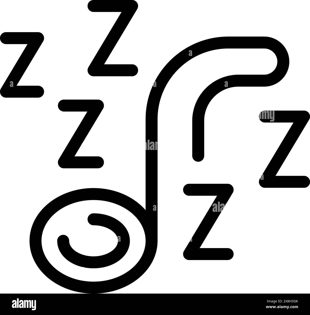 Black and white line art of a zzz sleep symbol, indicating sound sleep or snoring Stock Vector ...