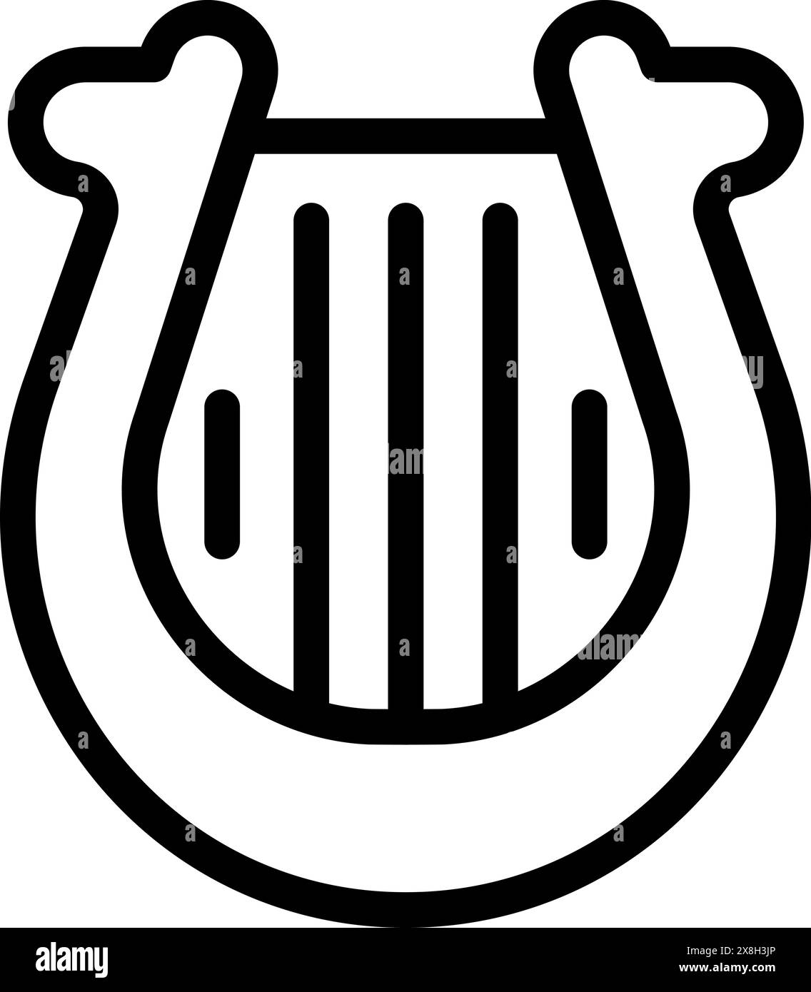 Simple vector illustration of a black lyre icon, isolated on a white ...