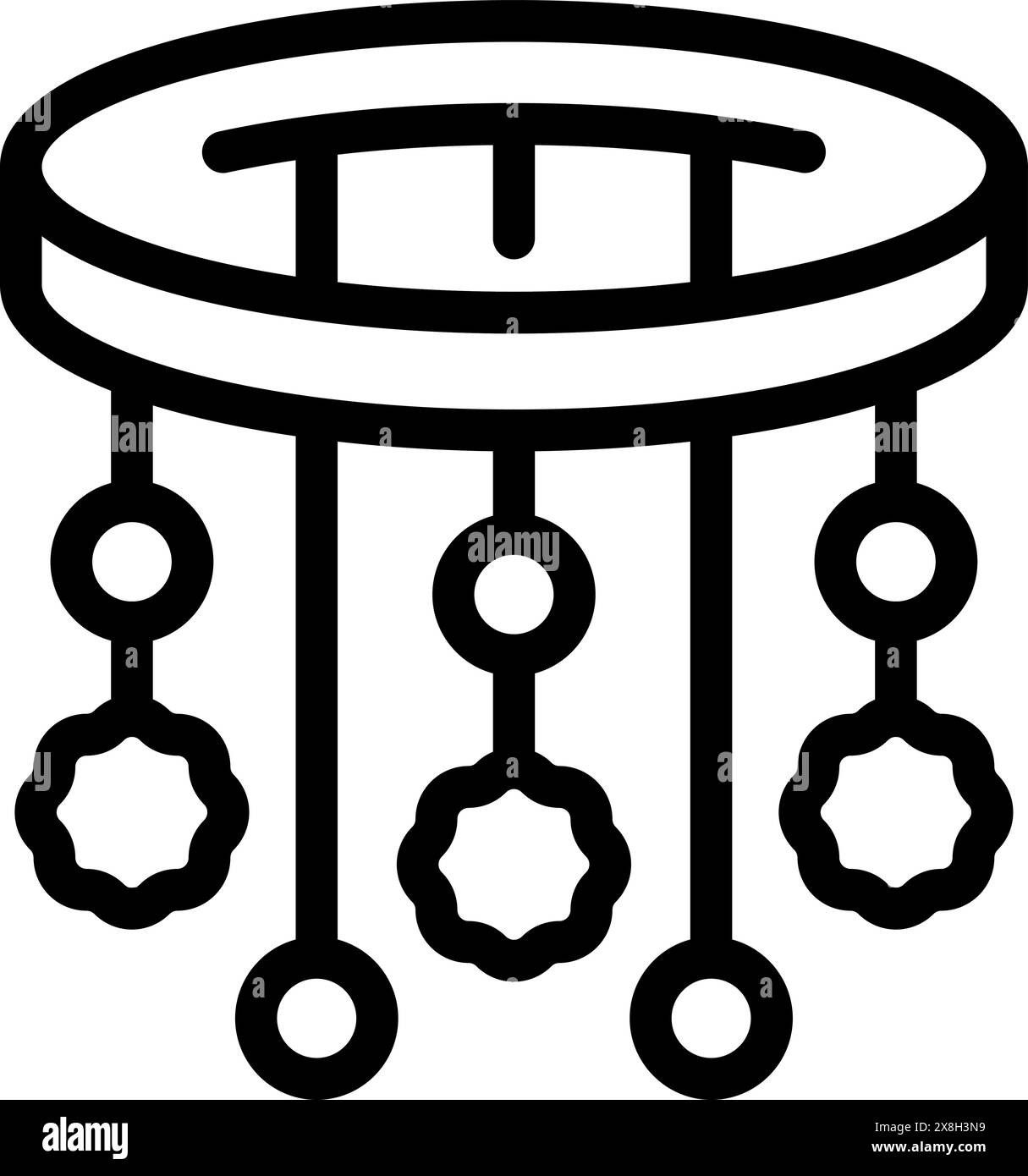 Black and white line art vector image of a crib mobile, suitable for ...