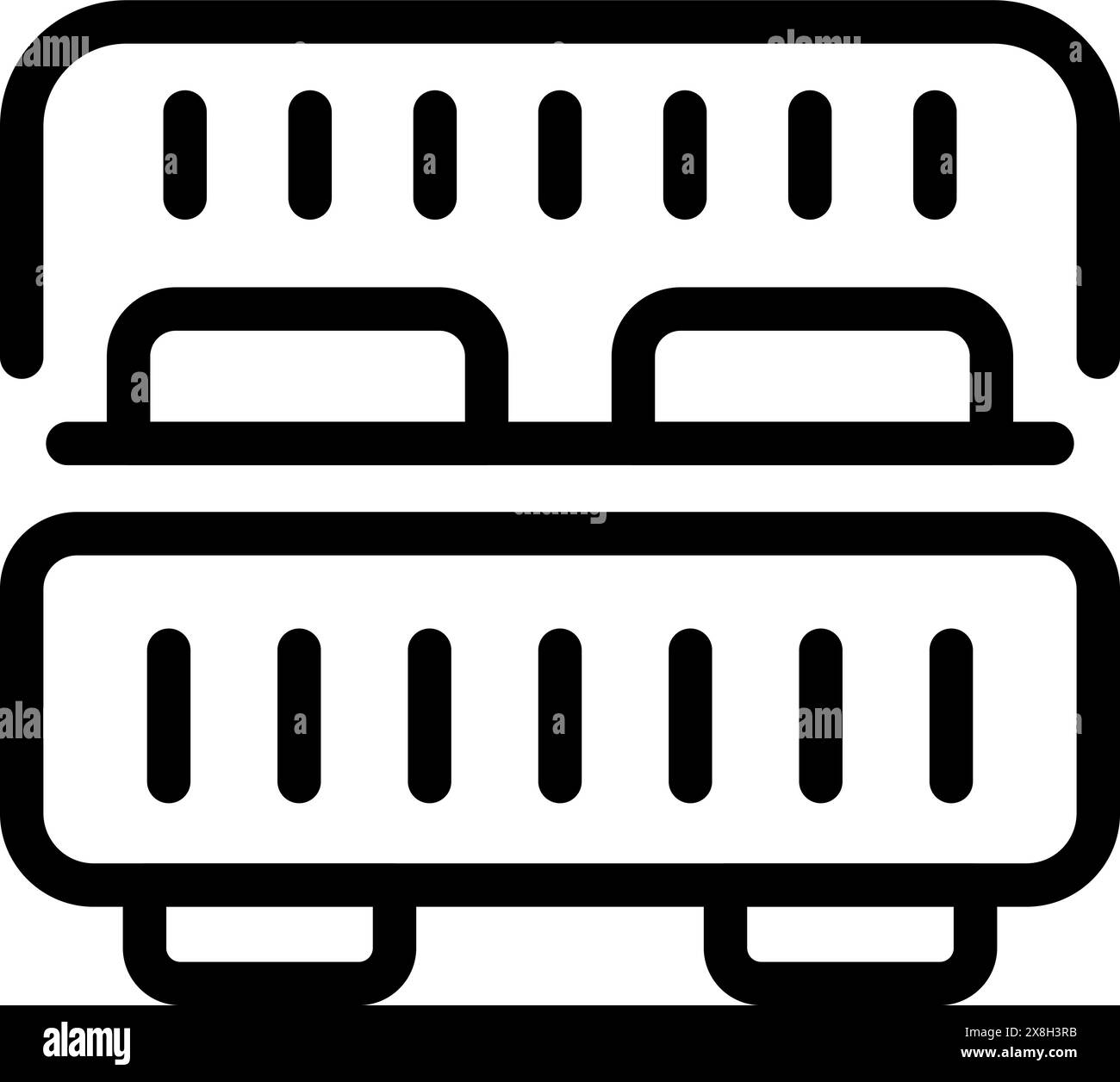 Simplified representation of a double decker bus as a black line icon ...