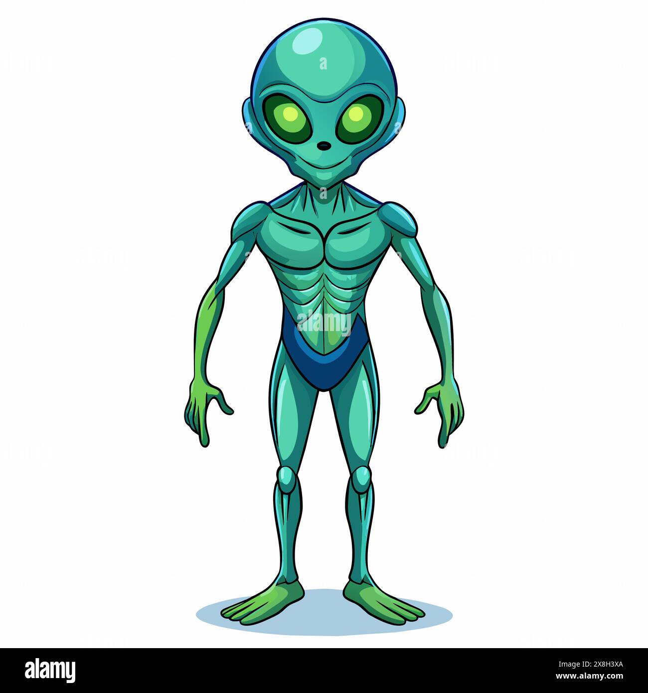 Green alien with large eyes isolated on white background ...
