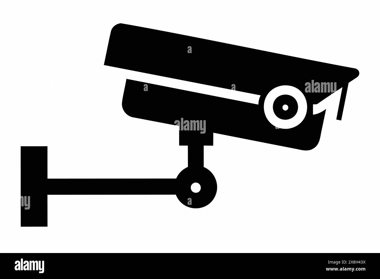 Black silhouette of a security camera isolated on white background ...