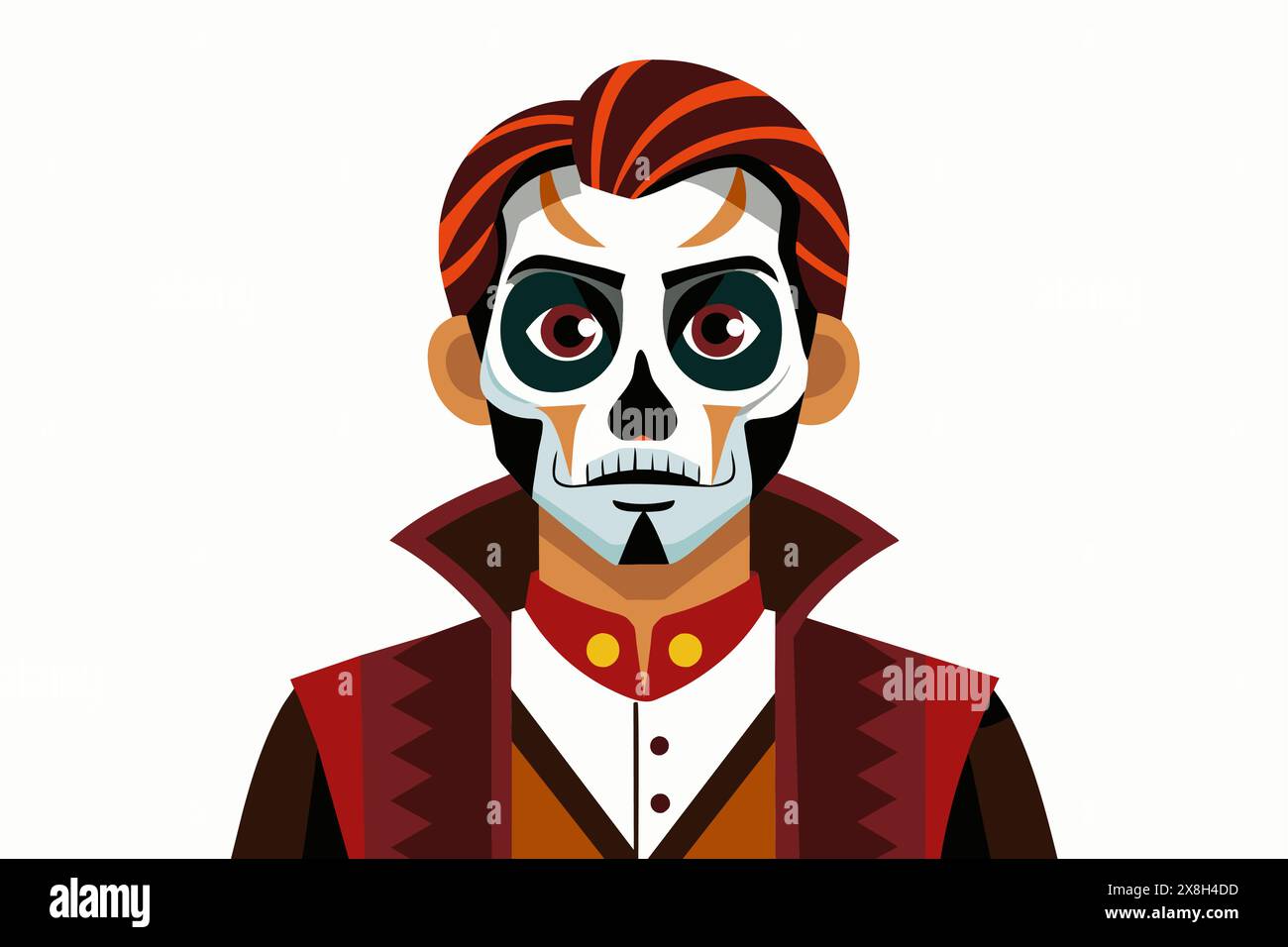 Man with Day of the Dead makeup. Male with sugar skull face paint ...