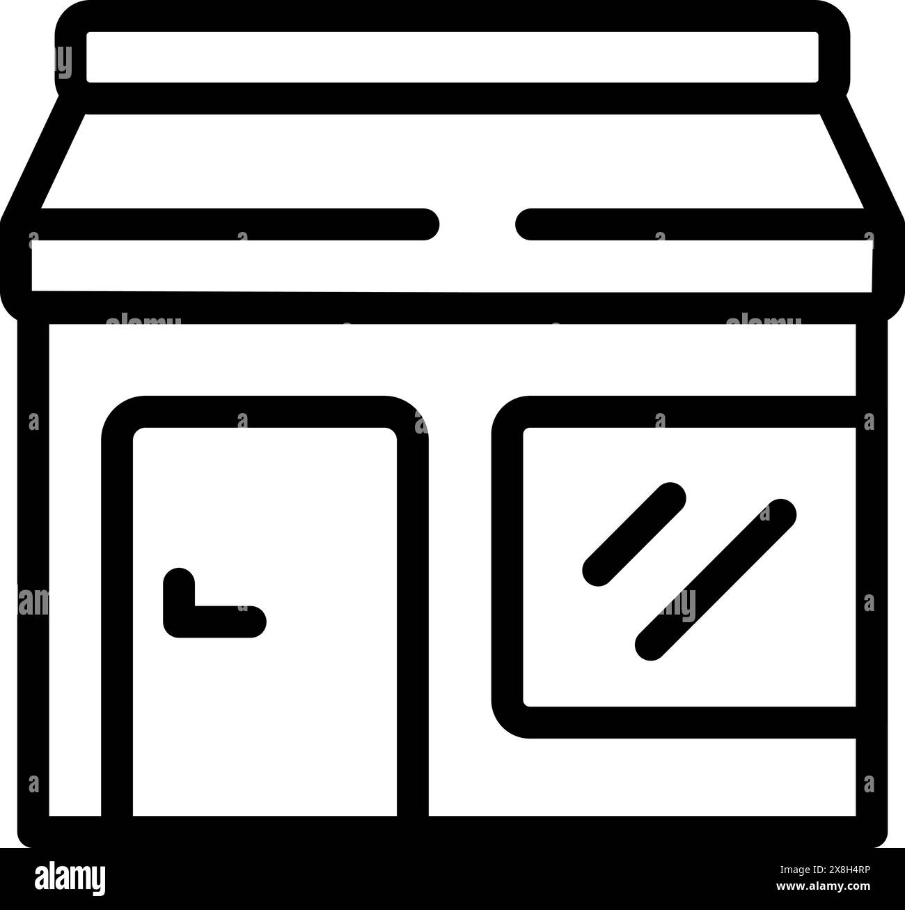 Simplified black line vector icon depicting a small store or shop ...