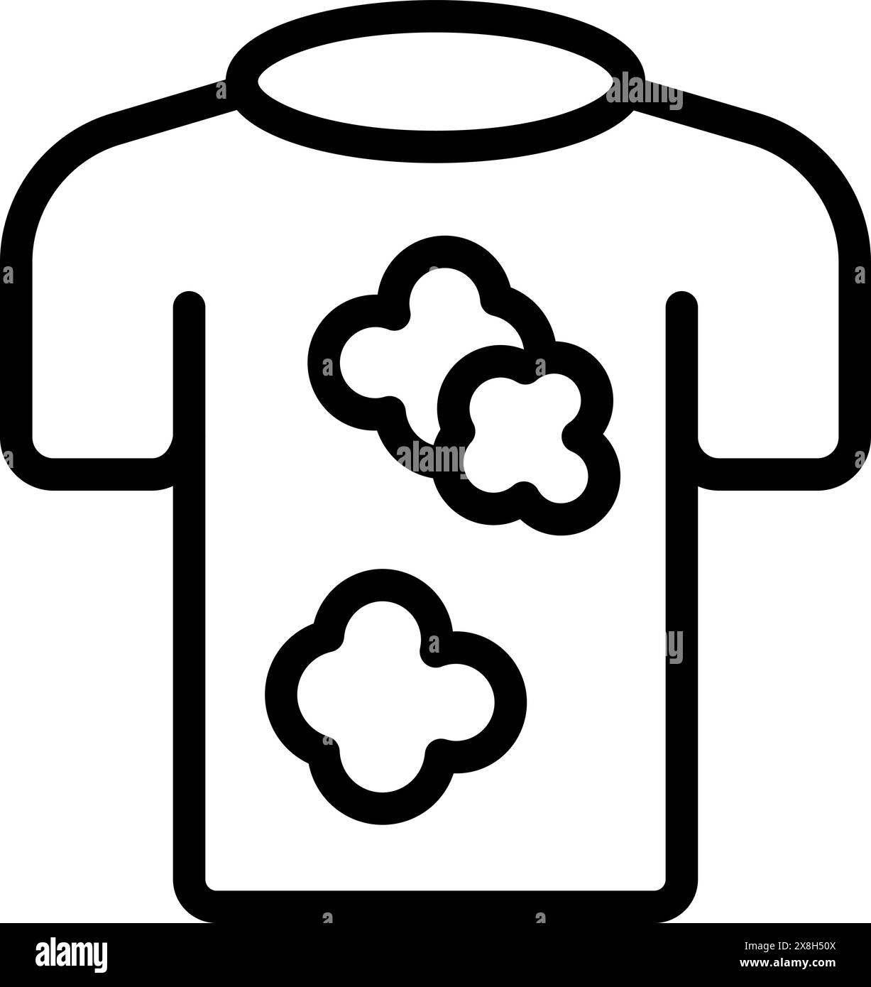 Black and white outline drawing of a tee with floral designs, suitable ...